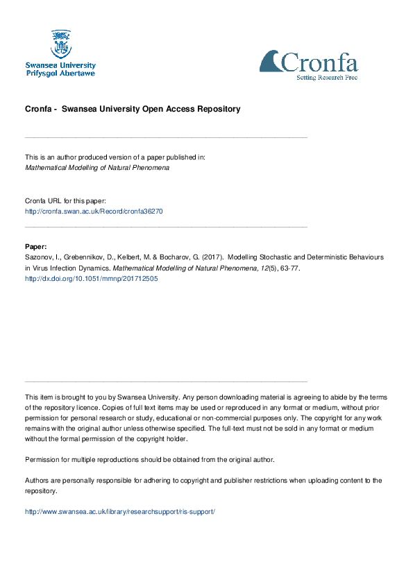 Pdf Modelling Stochastic And Deterministic Behaviours In Virus