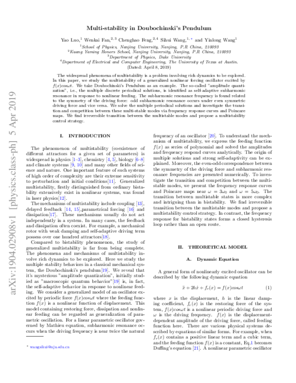 (PDF) Multi-stability in Doubochinski's Pendulum