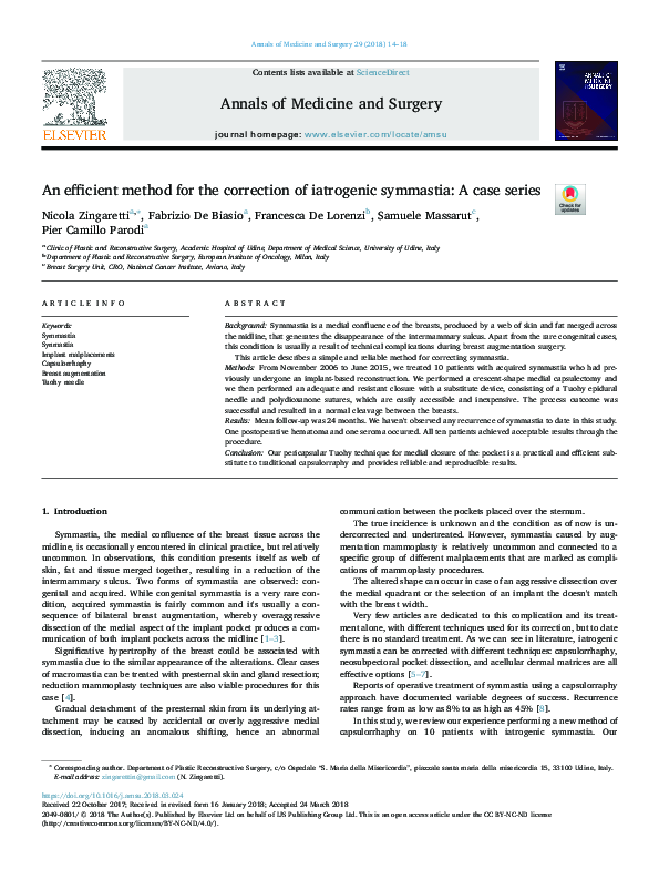 (PDF) An efficient method for the correction of iatrogenic symmastia: A ...