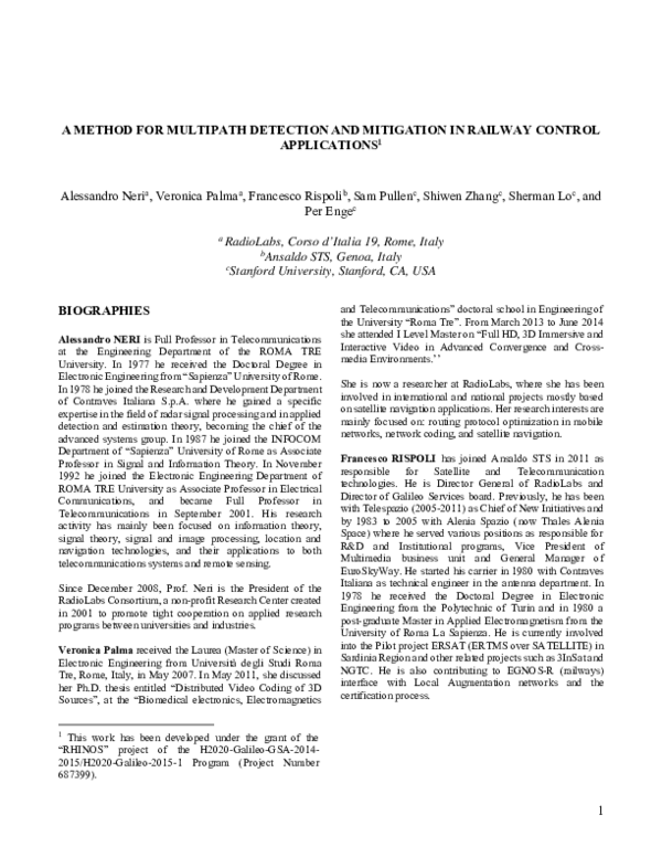 (PDF) A Method for Multipath Detection and Mitigation in Railway Control Applications