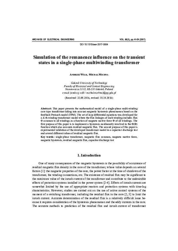 (PDF) Simulation of the remanence influence on the transient states in ...