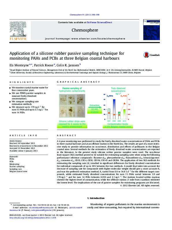 (PDF) Application of a silicone rubber passive sampling technique for ...