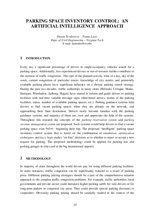 (PDF) Parking Space Inventory Control : An Artificial Intelligence Approach