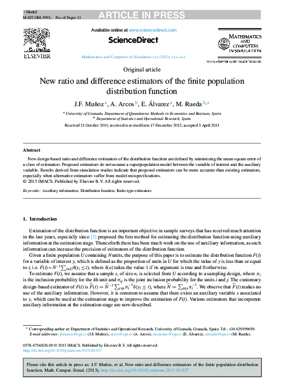 Pdf New Ratio And Difference Estimators Of The Finite Population