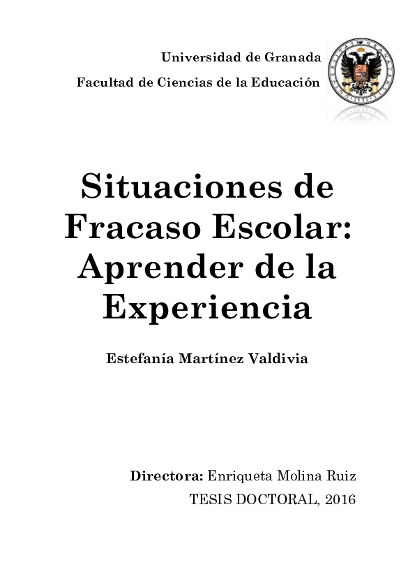 (PDF) Situaciones de fracaso escolar: Aprender de la experiencia