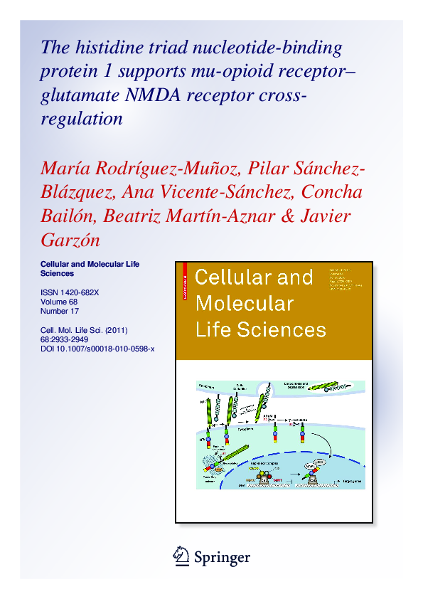 The histidine triad nucleotide-binding protein 1 supports mu-opioid receptor–glutamate NMDA ...