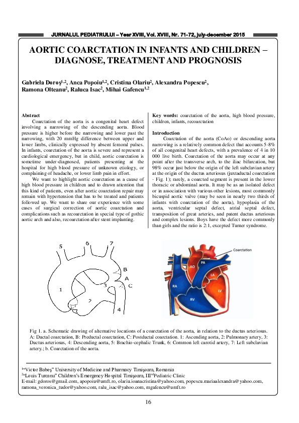 (PDF) Aortic Coarctation in Infants and Children - Diagnose, Treatment ...