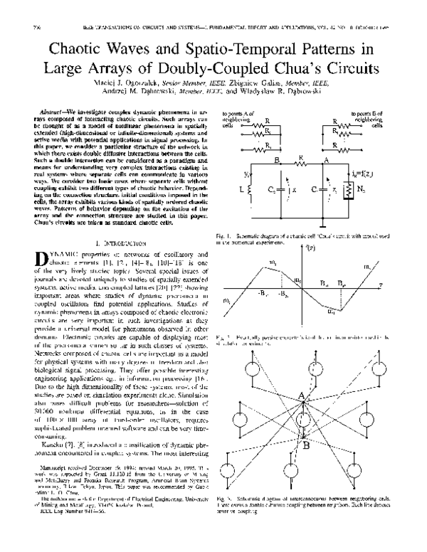 Pdf Chaotic Waves And Spatio Temporal Patterns In Large Arrays Of Doubly Coupled Chuas Circuits