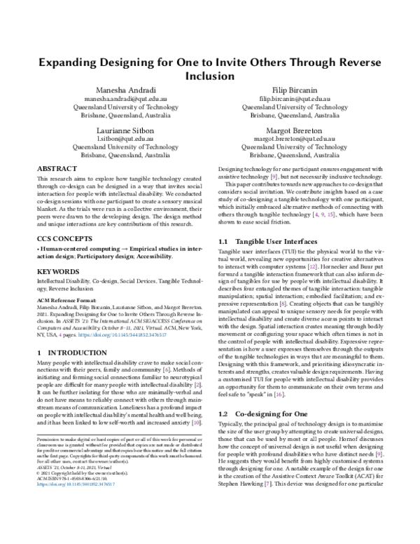 (PDF) Expanding Designing for One to Invite Others Through Reverse ...