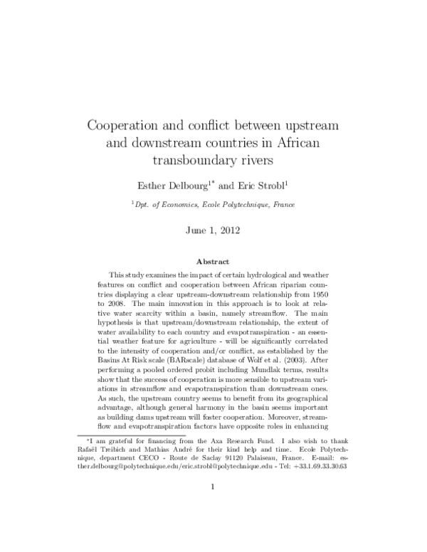 (PDF) Cooperation and conflict between upstream and downstream ...