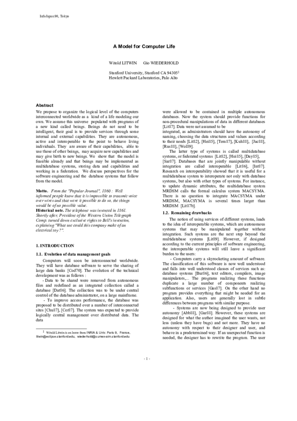 (PDF) A Model for Computer Life