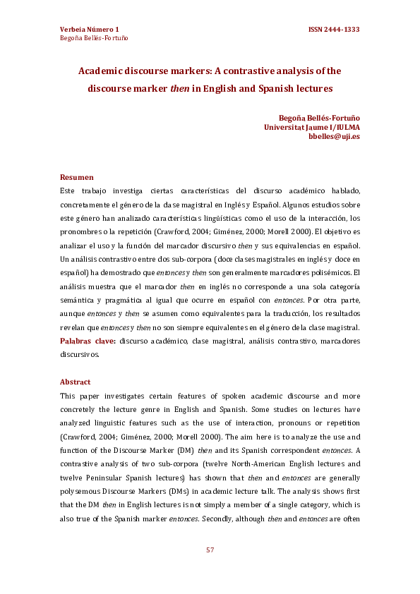 (PDF) Academic discourse markers: A contrastive analysis of the ...