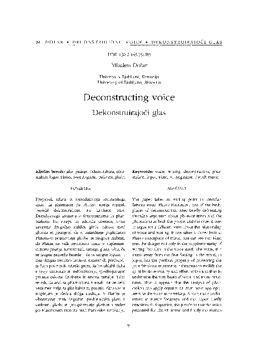(PDF) Deconstructing voice