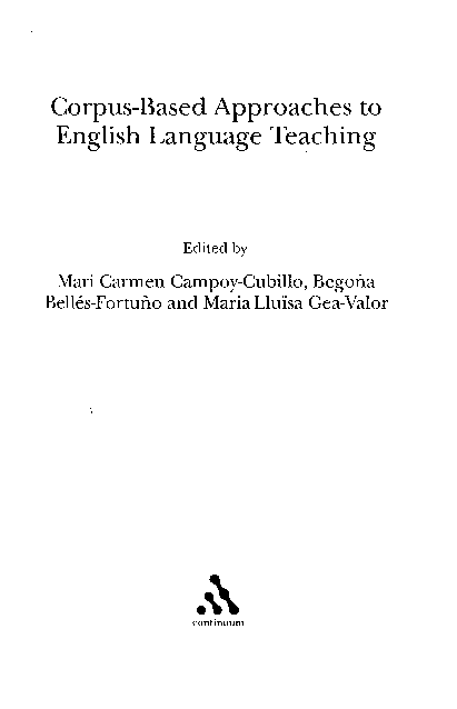 (PDF) Corpus-based approaches to English language teaching