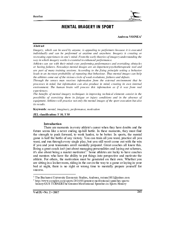 (PDF) Mental Imagery in Sport