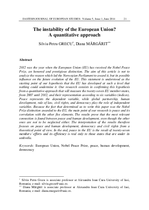 (PDF) The instability of the European Union? A quantitative approach