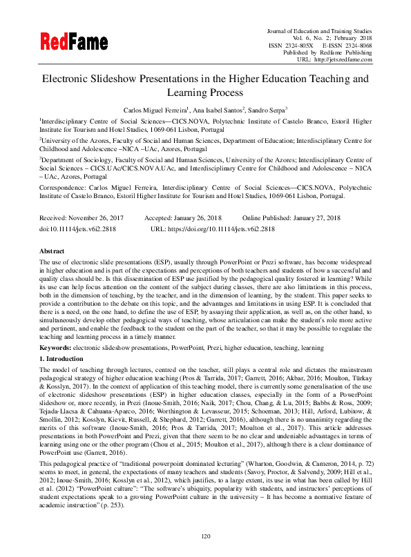 (PDF) Electronic Slideshow Presentations in the Higher Education ...