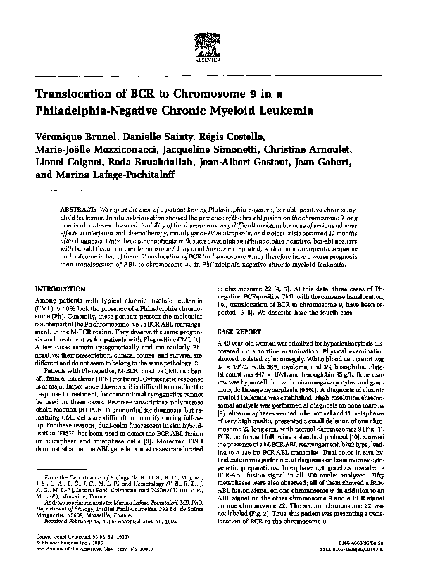 (PDF) Translocation of BCR to chromosome 9 in a Philadelphia-negative ...