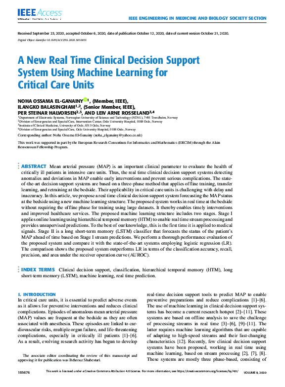 (PDF) A New Real Time Clinical Decision Support System Using Machine Learning for Critical Care ...