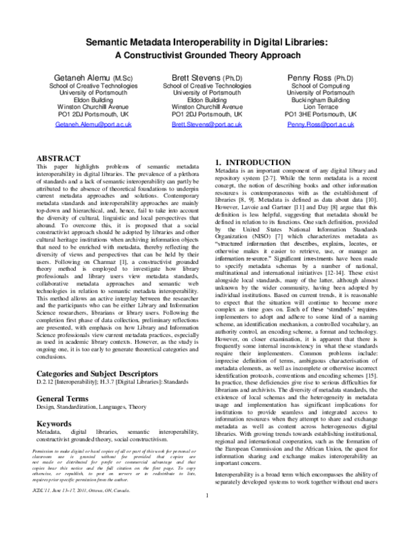 (PDF) Semantic metadata interoperability in digital libraries: a constructivist grounded theory ...