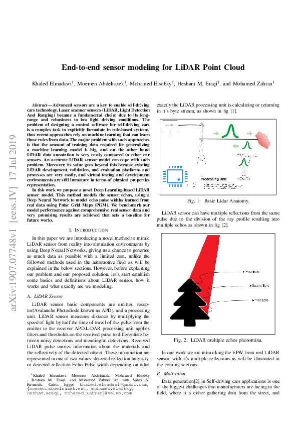 (PDF) End-to-end sensor modeling for LiDAR Point Cloud
