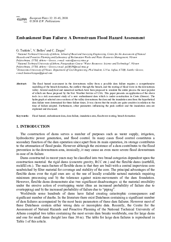 (PDF) Embankment Dam Failure: A Downstream Flood Hazard Assessment