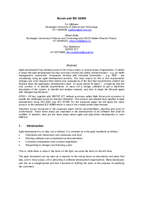 (PDF) Scrum and IEC 60880