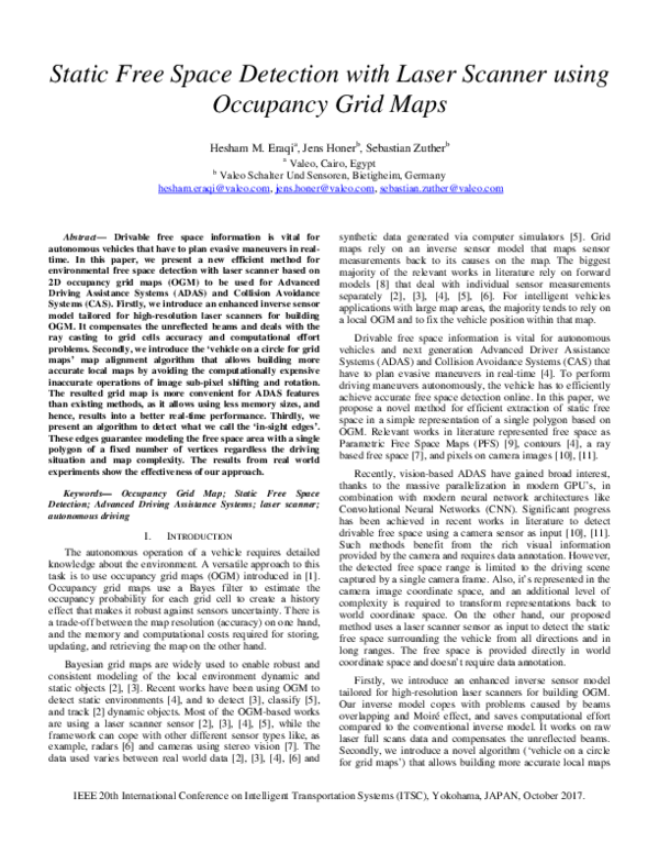 Pdf Static Free Space Detection With Laser Scanner Using Occupancy Grid Maps