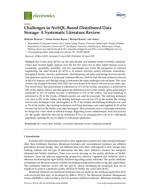 (PDF) Challenges in NoSQL-Based Distributed Data Storage: A Systematic Literature Review