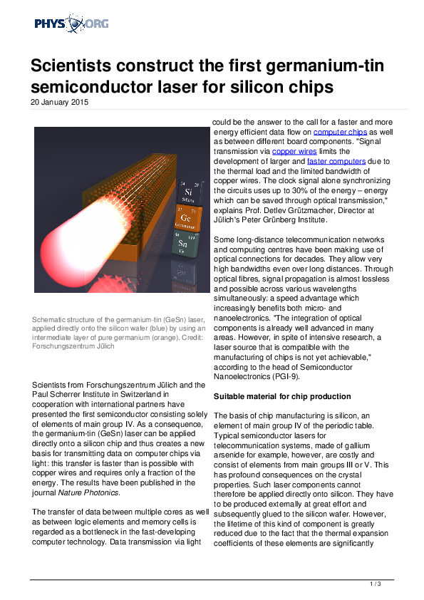 (PDF) Scientists construct the first germanium-tin semiconductor laser ...