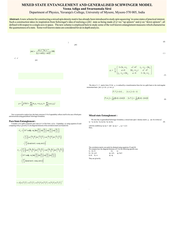 (PDF) Mixed state entanglement and generalized Schwinger model