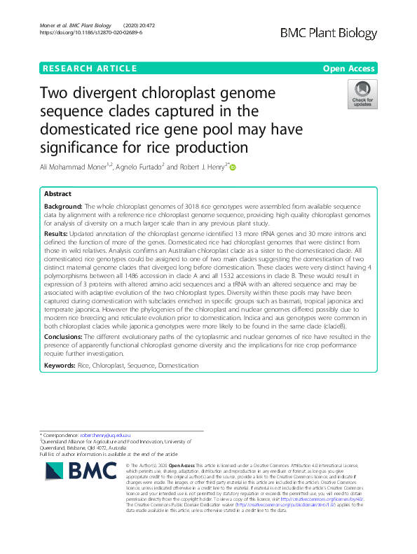 (PDF) Two divergent chloroplast genome sequence clades captured in the ...