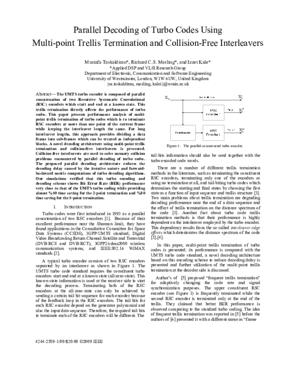 Pdf Parallel Decoding Of Turbo Codes Using Multi Point Trellis