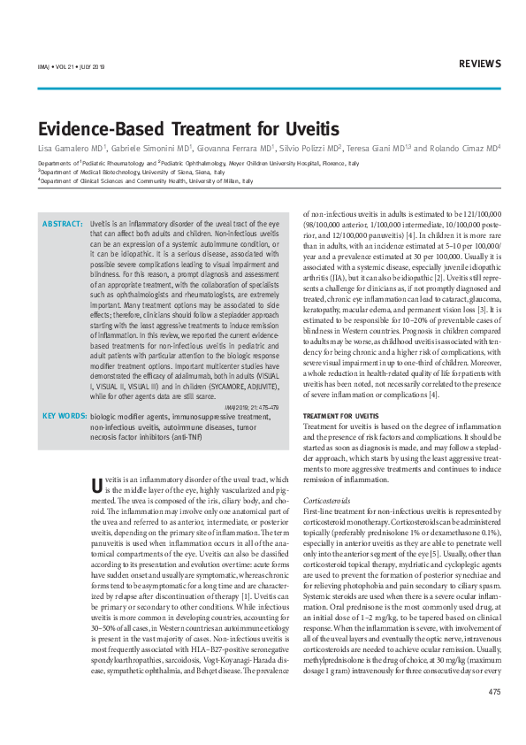 (PDF) Evidence-Based Treatment for Uveitis