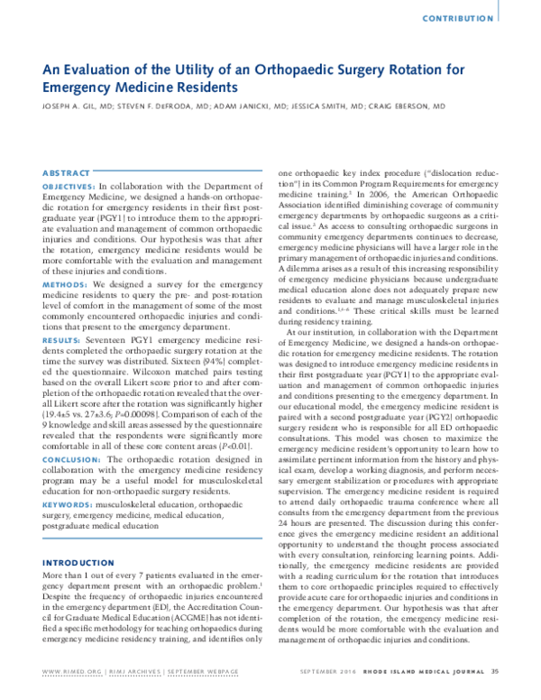 (PDF) An Evaluation of the Utility of an Orthopaedic Surgery Rotation ...