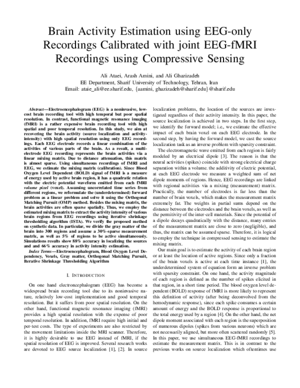 (PDF) Brain Activity Estimation using EEG-only Recordings Calibrated with joint EEG-fMRI ...