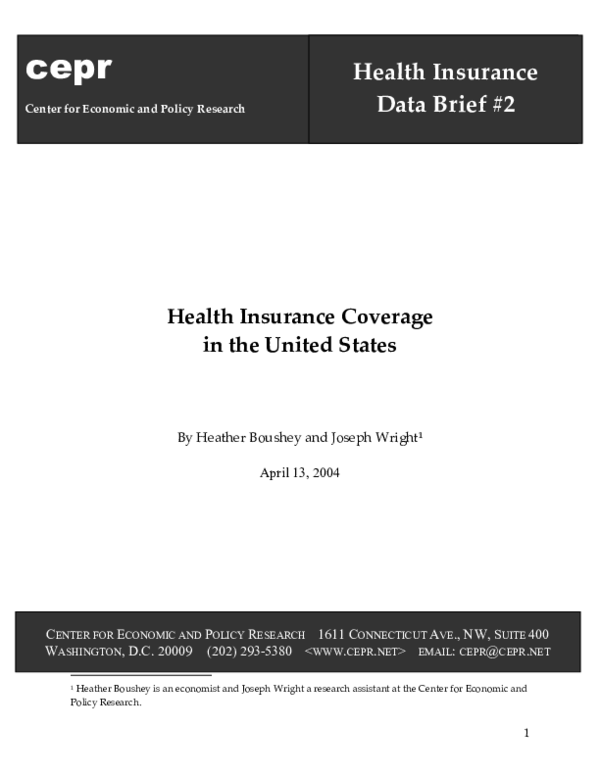 (PDF) Health Insurance Coverage in the United States