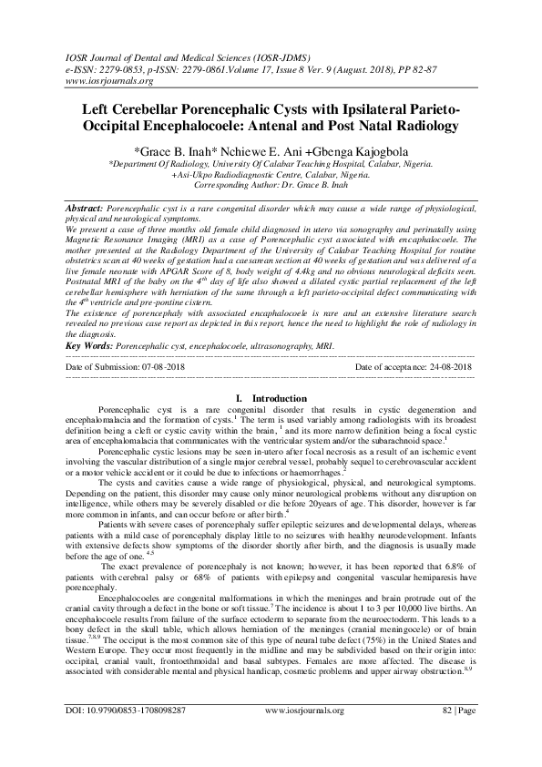 (PDF) Left Cerebellar Porencephalic Cysts with Ipsilateral Parieto ...