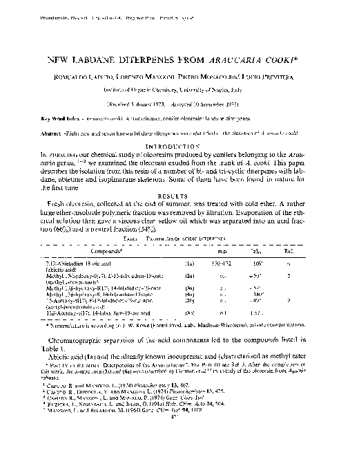 (PDF) New labdane diterpenes from Araucaria cooki