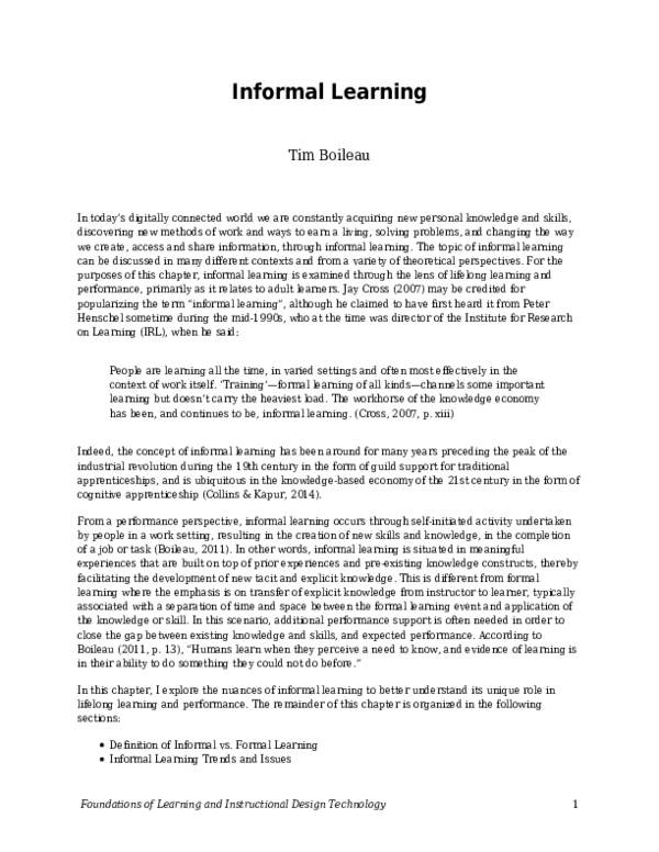 (PDF) 17 Informal Learning