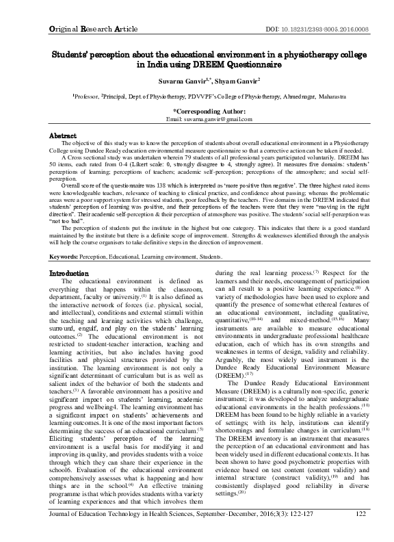 (PDF) Students’ perception about the educational environment in a ...