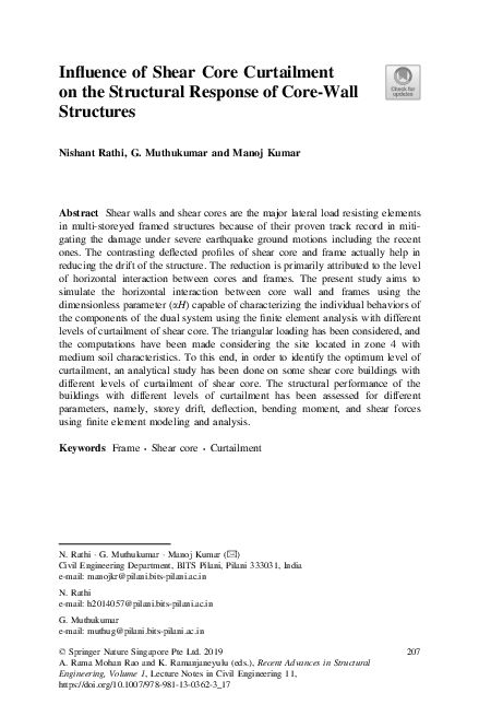 (PDF) Influence of Shear Core Curtailment on the Structural Response of ...