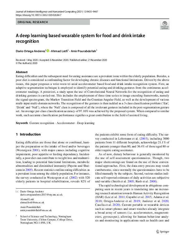 (PDF) A deep learning based wearable system for food and drink intake ...