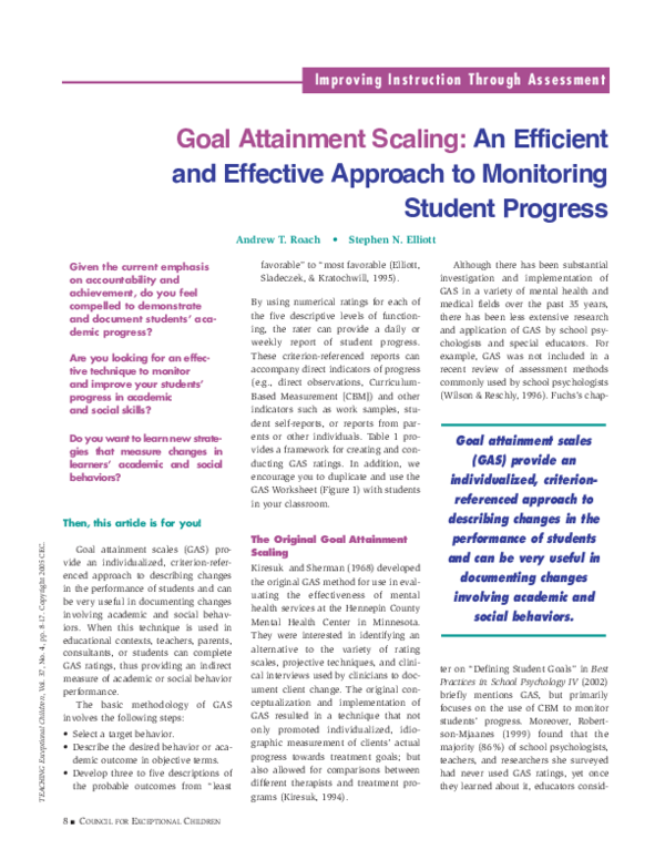(PDF) Goal Attainment Scaling: An Efficient and Effective Approach to ...