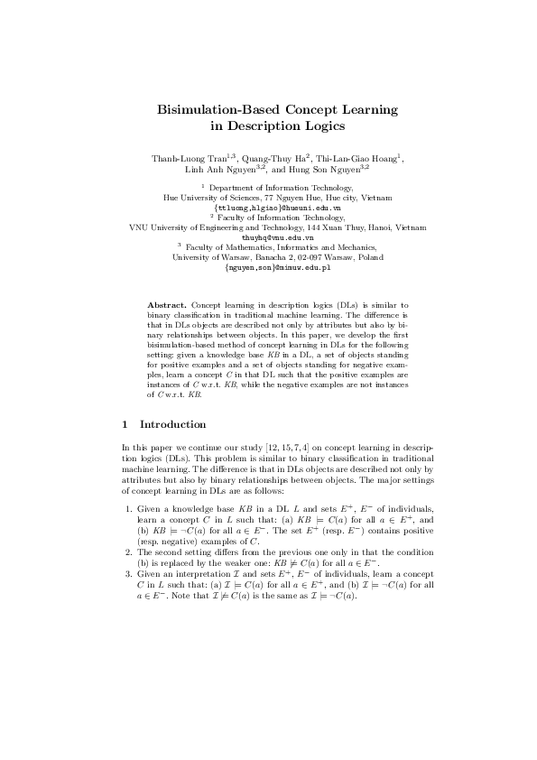 (PDF) Bisimulation-Based Concept Learning in Description Logics