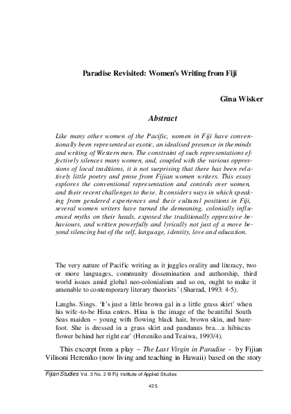 (PDF) Paradise Revisited: Women's Writing from Fiji