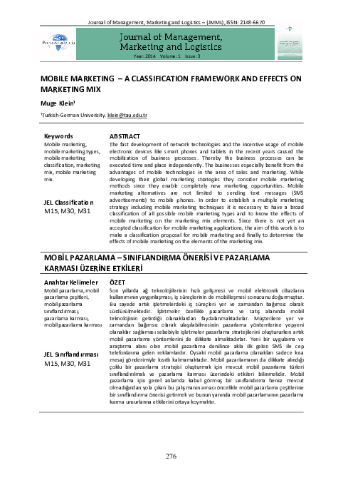 (PDF) Mobile marketing: a classification framework and effect on ...