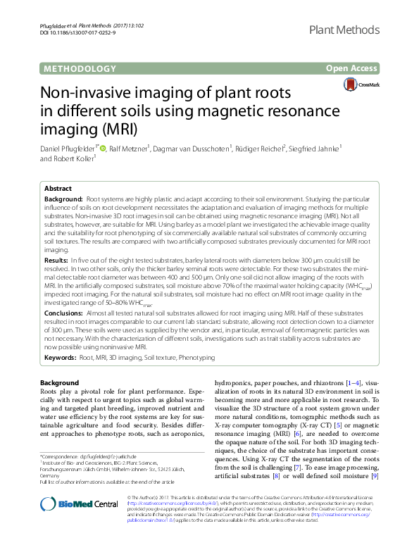 (PDF) Non-invasive imaging of plant roots in different soils using ...