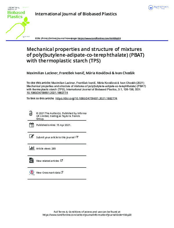 (PDF) Mechanical properties and structure of mixtures of poly(butylene-adipate-co-terephthalate ...