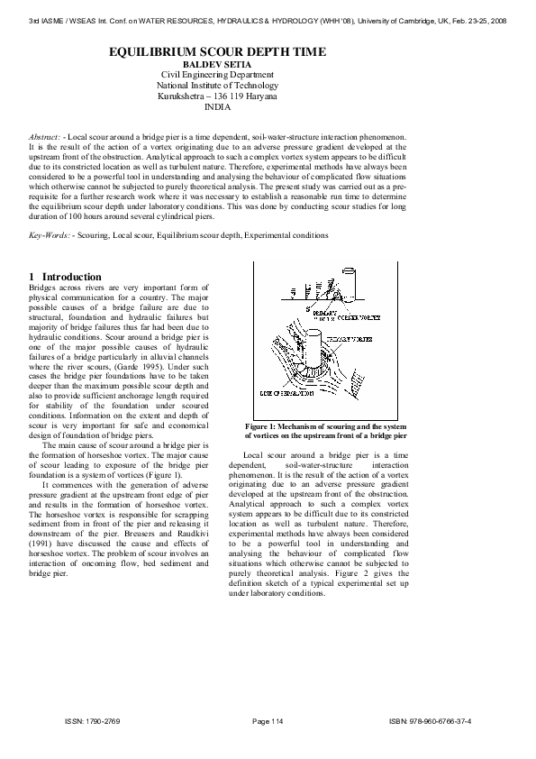 (PDF) Equilibrium Scour Depth Time